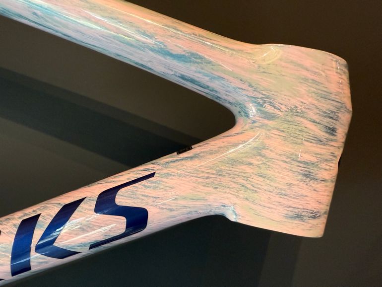 Specialized S-Works Tarmac SL8 Rahmenset - Gloss Dolomite Metallic / Directional Brush / Blue ...